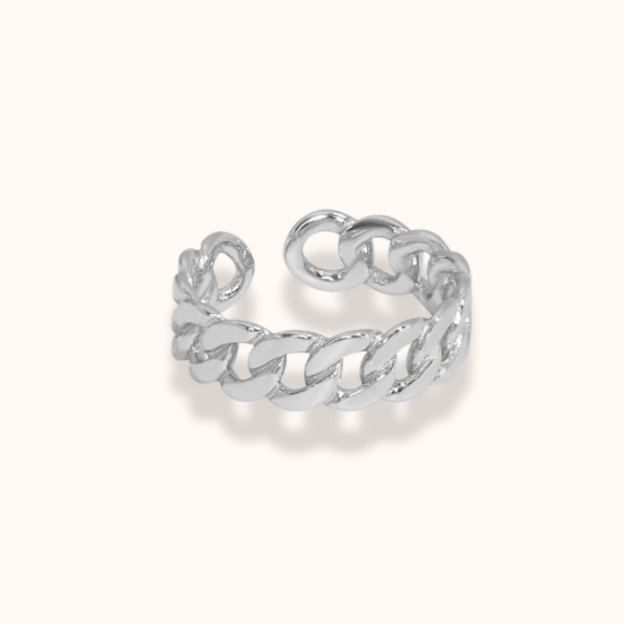 Curb Chain Ring - Silver & Gold Rings - Tomm Jewellery UK