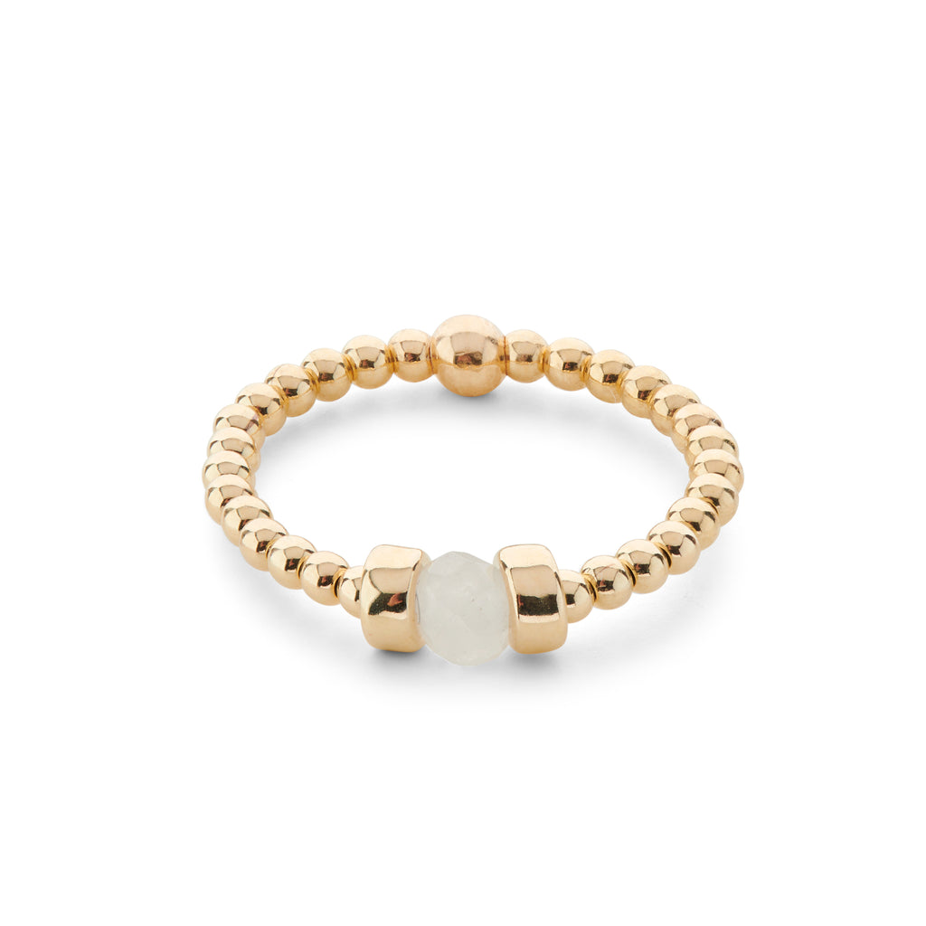 Dainty White Agate Ring - Beaded Rings - Tomm Jewellery UK
